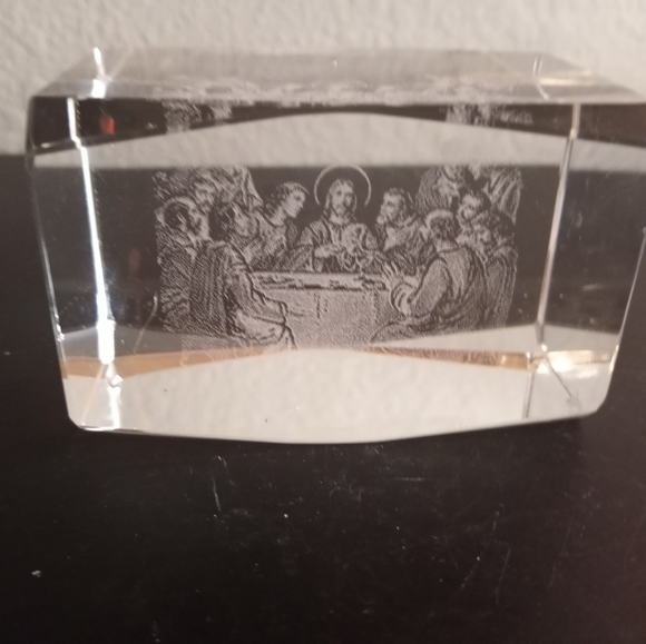 Unique Vintage | Art | 3d Laser Etched Crystal Of Last Supper | Poshmark